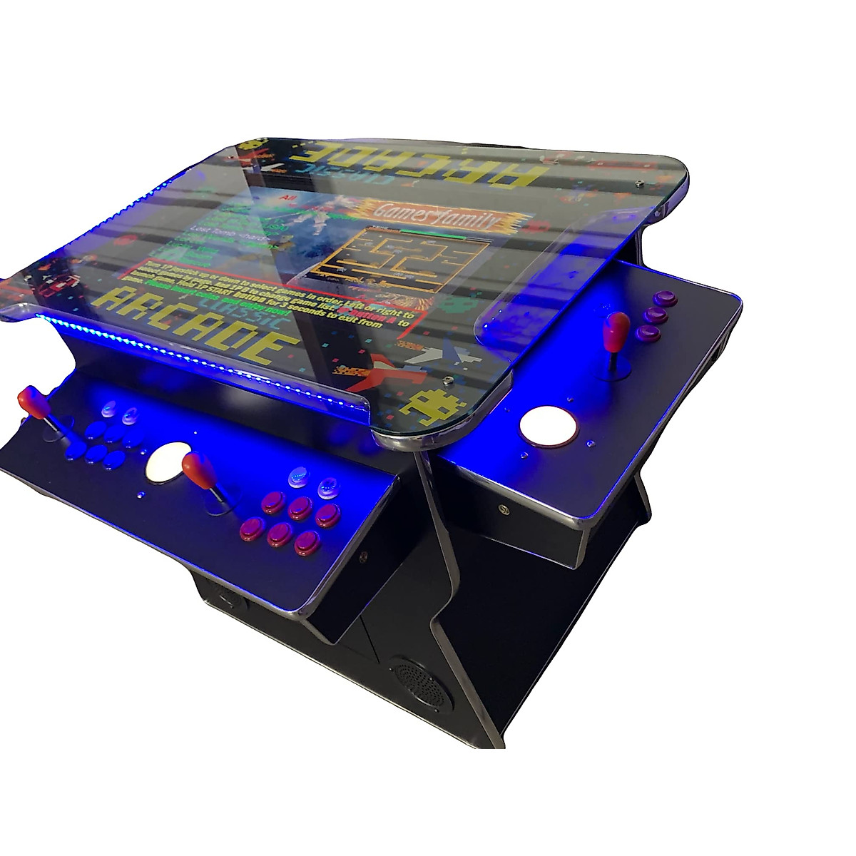 Top Us Video Arcades Full Size Commercial Grade Cocktail Arcade Machine 4500 Games Lift Up / Tilt Screen 26.5 Screen Tempered Glass 2 Stools Included 5 Year Warranty Black