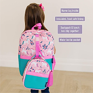 Wildkin Pack-it-All Backpack Bundle with Clip-in Lunch Box (Magical Unicorns)