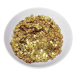 4000Pcs Star Confetti, 10mm PVC Star Table Confetti Star Glitter Sequins Confetti Baby Shower Party Sprinkles for Wedding Party Table Scatter Birthday DIY Decoration (60g) (laser gold)