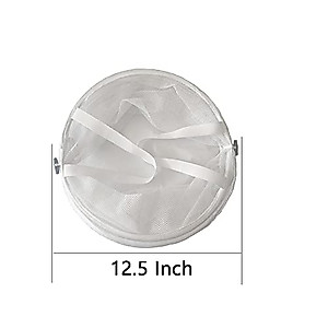 Qtopun Mesh Popup Laundry Hamper With Cover, Foldable Portable Cylindrical Dirty Clothes Basket for Bedroom, Kids Room, College Dormitory and Travel — White