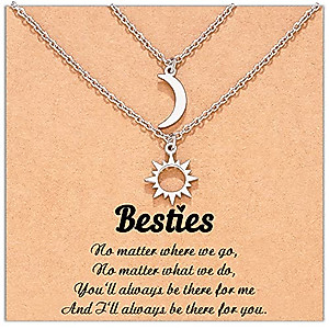 Shonyin Sun Moon Best Friend Necklaces for Women 2 Besties Friendship Pedant Necklaces Jewelry Gifts for Teen Girls Sister
