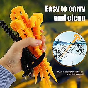 NODG 10 Pack Canopy Stakes Tent Pegs Spiral Stakes Outdoor Blanket Stakes Trampoline Anchors Durable Strong Plastic Peg Beach Mat Heavy Duty Screw Shape for Camping Sand Beach Rain Tarp and Hiking
