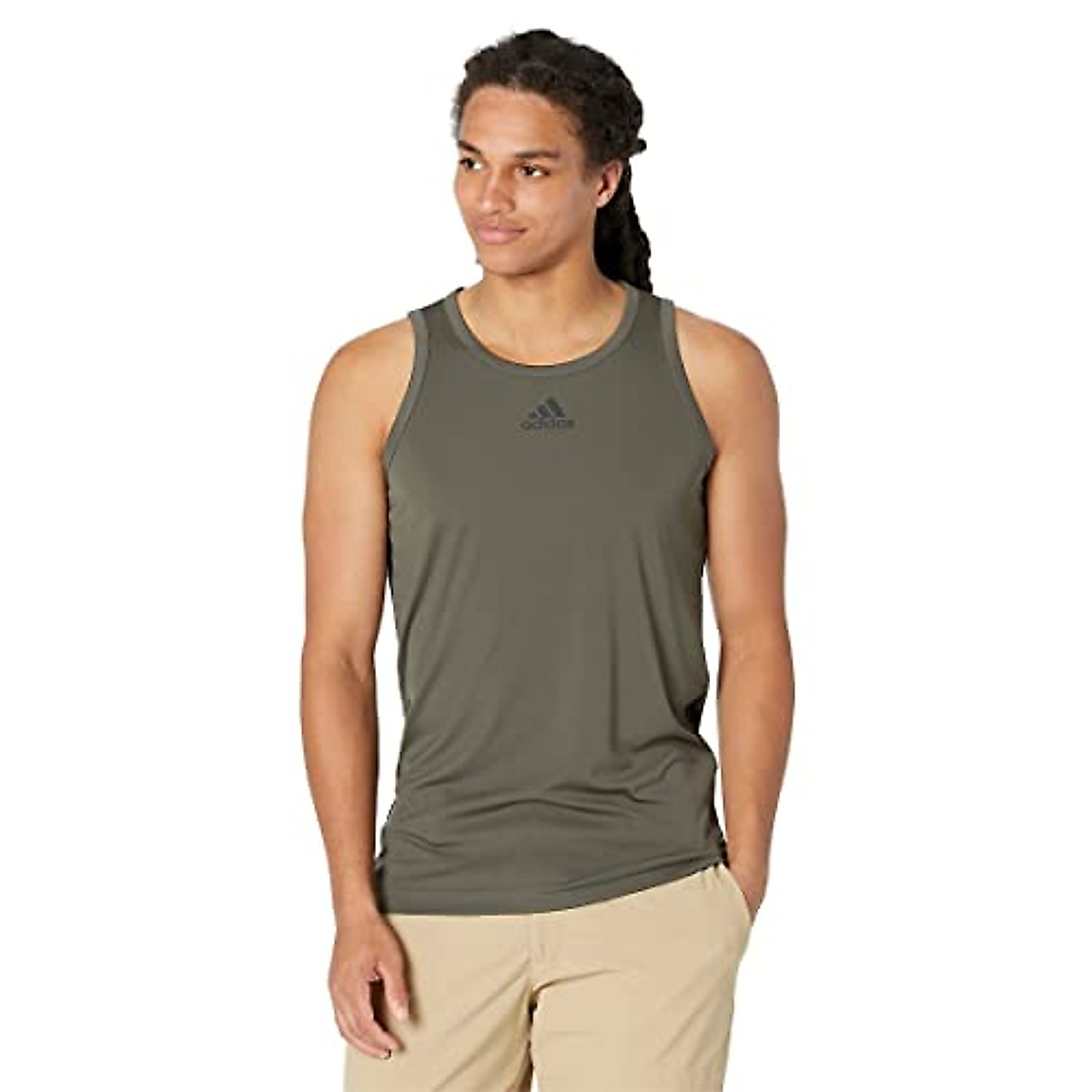 adidas Men's Heathered Tank Top, Utility Grey, Small