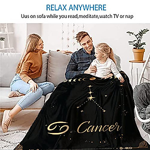 Cancer Blanket Constellations Throw Blankets 12 Horoscope Astrology Soft Cozy Personalized Flannel Throw Blankets 60x50 in