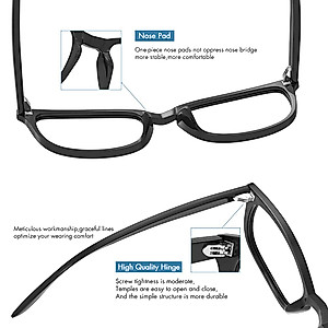 MEETSUN Blue Light Blocking Glasses, Anti Eye Strain Headache (Sleep Better),Computer Reading Glasses UV400 Transparent Lens (2 Pack Black +Leopard lens, 53)