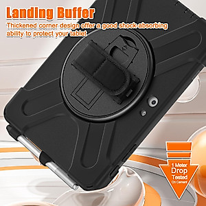 ZenRich Rugged Case for Surface Go 4 (2023)/Surface Go 3 (2021)/ Surface Go 2 (2020), Surface Go (2018) with Pen Holder Heavy Duty Shockproof Case with Stand Hand Strap and Shoulder Belt-Black