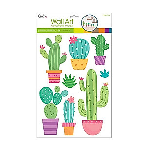 Cactus Succulents Wall Art Decor - Decorative Static Cling - 8 Pieces - Reusable