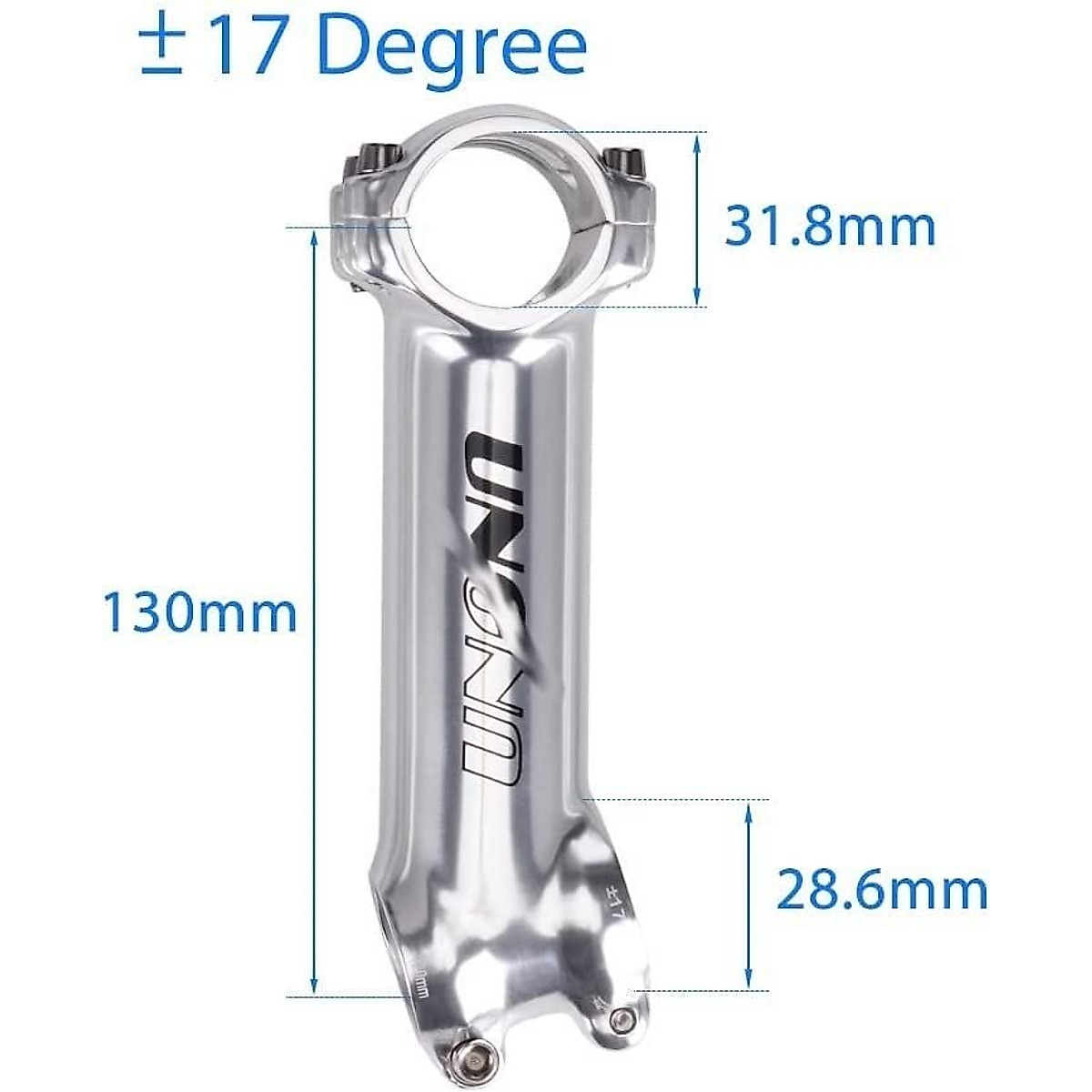 ZECHAO Bike Handlebar Stem,Mountain Stem 31.8 * 120/130mm Mountain Bike Stem Road Bike Accessories Parts Bike Stem (Color : Silver, Size : 17 Degree 31.8 * 130mm)
