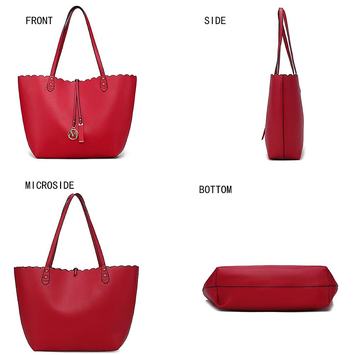 MKF Collection Tote & Pouch Bag for Women-Vegan Leather Designer Handbag -Shoulder Strap Messenger Purse 2Pcs set White Yellow