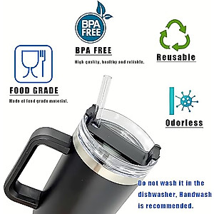 Ouharty 12.2-Inch 4-Pack Replacement Straws for Stanley 40 oz 30 oz Cup Tumbler, Reusable Straws Compatible with Stanley Cup and Simple Modern Tumbler with Handle, BPA-Free Straw with Cleaning Brush