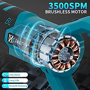 Cordless Reciprocating Saw with Rotated Handle, 2 x 6.0Ah Battery Brushless Power Reciprocating Saw with 12Pcs Blades, 28MM Reciprocating Stroke, Multiple Angles Cutting for Wood/Metal/PVC