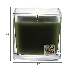 Aromatique The Smell of Tree Glass Cube 12 oz Scented Jar Candle with Metal Medallion for Home Décor and Gift