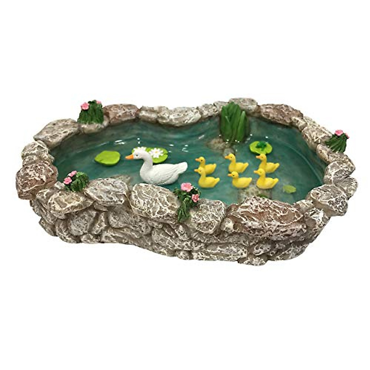 GlitZGlam Duck Pond -Mother and Ducklings! A Miniature Duck Pond for a Miniature Fairy Garden and Miniature Garden Accessories