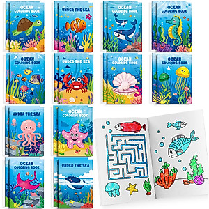 24 Pcs Under the Sea Mini Coloring Books Ocean Animals Party Favors Drawing Book Bulk for Kids Ocean Fish Birthday Party Mermaid Party Goodie Bag Gift Stuffer School Classroom Activity Supplies