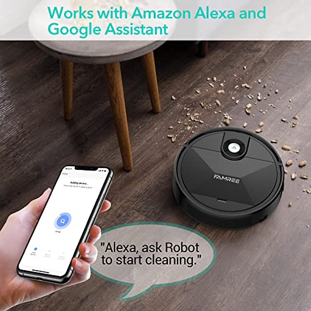 MT-200 Robot Vacuum Cleaner, 1800Pa Strong Suction WiFi/App Self-Charging Robotic Vacuums Quiet Mini Vacuum Cleaner for Pet Hair, Hard Floor, Medium-Pile Carpets