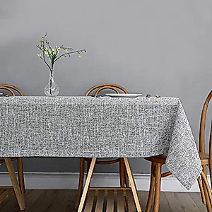 maxmill Flaxy Faux Linen Tablecloth with 2-Tone Slubby Texture Wrinkle Free Anti-Shrink Soft Table Cloth for Kitchen Dining Tabletop for Outdoor and Indoor Use Rectangle 60 x 84 Inch Light Grey