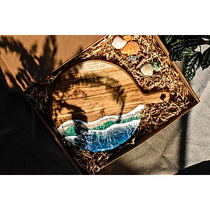 CUTTING BOARD AND CUP HOLDER SET, CHOPPING BOARD AND CUP HOLDER SET, RESIN CUTTING BOARD, CHOPPING BOARD, CUTTING BOARD, OCEAN THEME CUTTING BOARD, CUSTOMIZED CUTTING BOARD, PERSONALIZED CUTTING BOARD