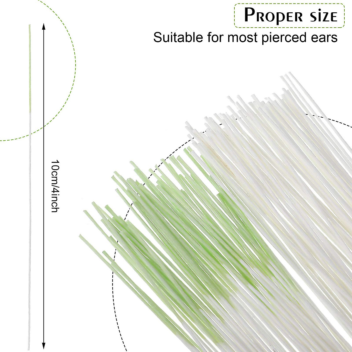 Maitys 360 Pieces Ear Hole Floss Piercing Cleaner Floss Disposable Piercing Aftercare Cleaning Line Ear Hole Care Cleaning Tool for Women Men(White, Green)