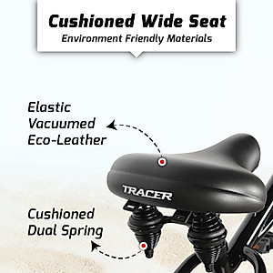 Tracer Siena Stretch Beach Cruiser Bike for Adults,Chopper Style with 1/3/7 Speed, Alloy Fat Rims and Fat Tires. (1 Speed GT, Black)