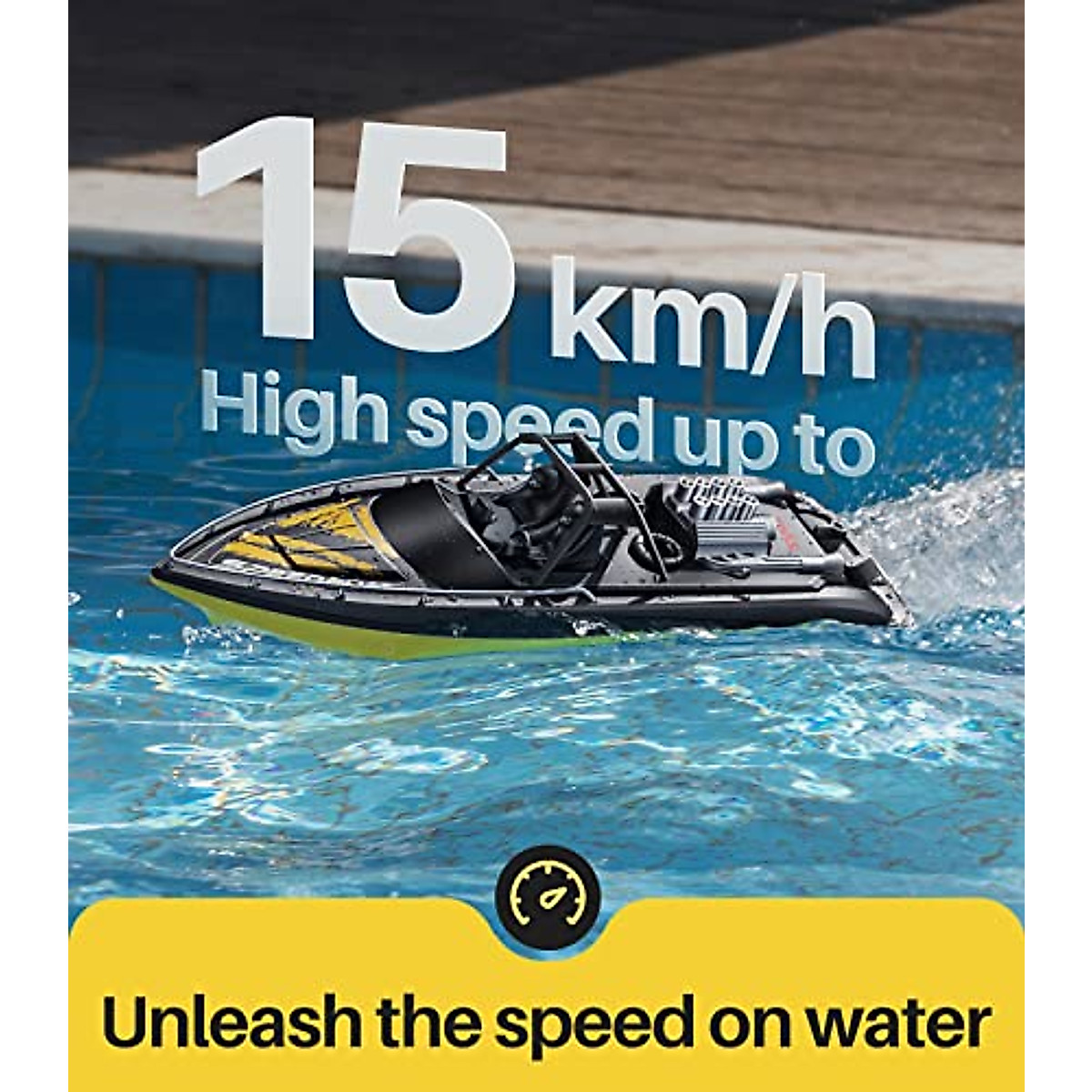 SYMA RC Boat for Adults and Kids, Q12 2.4GHz 1:28 Scale High-Speed Remote Control Boat with 40 Mins Play Time, Dual Motors, 2 Batteries, Low Battery Reminder, Gift Toys for Boys Girls