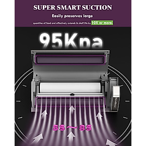 Mesliese Vacuum Sealer Machine, 95kPa 140W One Hand Operation Food Sealer, Double Seal Strip with Build-in Cutter & Countdown Display, 2 Bag Rolls, 5PCS Pre-cut Bags, PULSE & Marinate Enabled