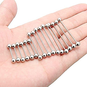 Ftovosyo 16PCS 16 Gauge Mix Sizes Industrial Barbell Cartilage Earring Tongue Helix Nipple Barbell Surgical Steel Body Piercing Jewelry Retainer for Women Men Straight Bar Length 12-40mm