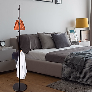 ChezMax Metal Coat Rack Stand with Marble Base, Freestanding Coat Rack with 8 Round Hooks, Heavy Duty Hall Tree for Hanging Clothes Bags Scarves Umbrella Jacket Purse, Entryway Floor Hat Hanger(Black)