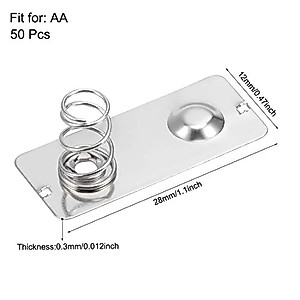 uxcell 50 Pcs AA Battery Positive to Negative Conversion Spring Contact Nickeling Plate 28mmx12mmx0.3mm