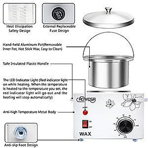 Single Wax Warmer Professional Electric Wax Heater Machine for Hair Removal, Large Wax Pot Paraffin Facial Skin Body SPA Salon Equipment with Adjustable Temperature Set