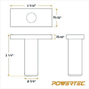 POWERTEC 71467-P2 Solid Steel Bench Dog, (Pack of 2)