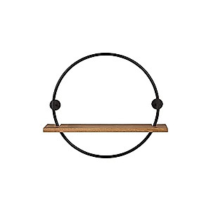 Wall Shelf 27" W X 6" D 24" H Black Casual Metal Wood Antique Includes Hardware