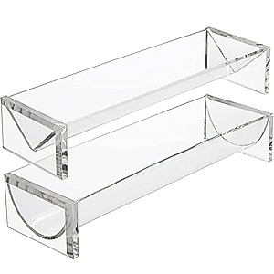 SOUJOY 2 Pack Cracker Tray for Serving, Acrylic Biscuit Stand Cracker Server, Rectangular Clear Food Display Holder For Countertop, Home, Wedding Events, Parties And Events