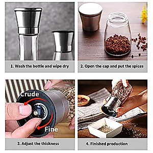 Fillable Stainless Steel Grinder - Aadjustable Black Pepper Grinder, Long Lasting Fresh Keeping Spice Grinder, High Glass Blender That Can Be Used for Pepper, Cumin, Sea Salt, Mung Bean (High)