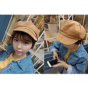 ZLSLZ Women's Retro Peaked Ivy Newsboy Paperboy Gatsby Cabbie Painter Cap Hats (5-Tan)