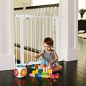 Munchkin® Easy Close Pressure Mounted Baby Gate for Stairs, Hallways and Doors, Walk Through with Door, Metal, White, 35x29.5 Inch (Pack of 1)
