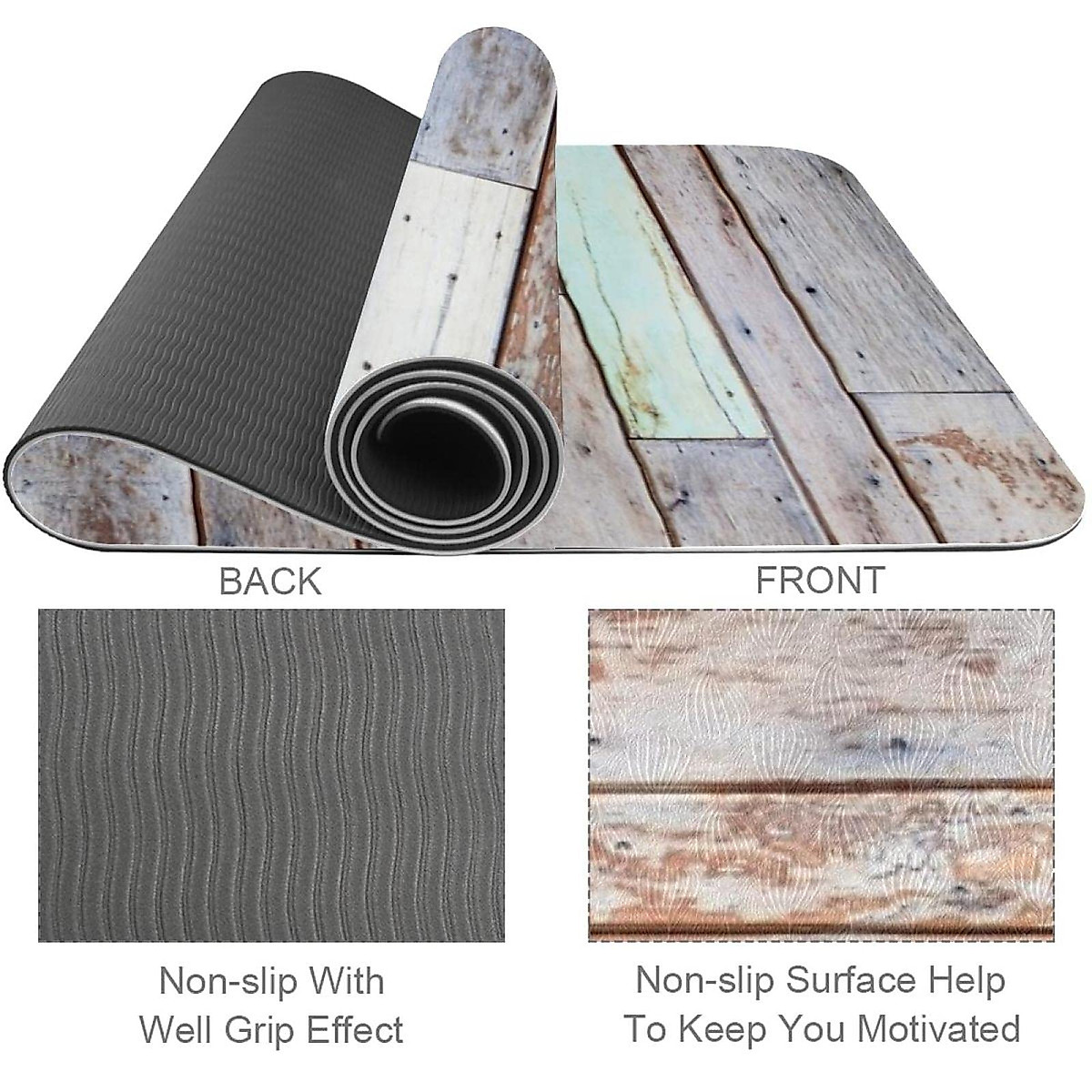 Yoga Mat, Yoga Mats for Home Workout, Workout Mat, Exercise Mats, Pilates Mat, retro wood stripe pattern