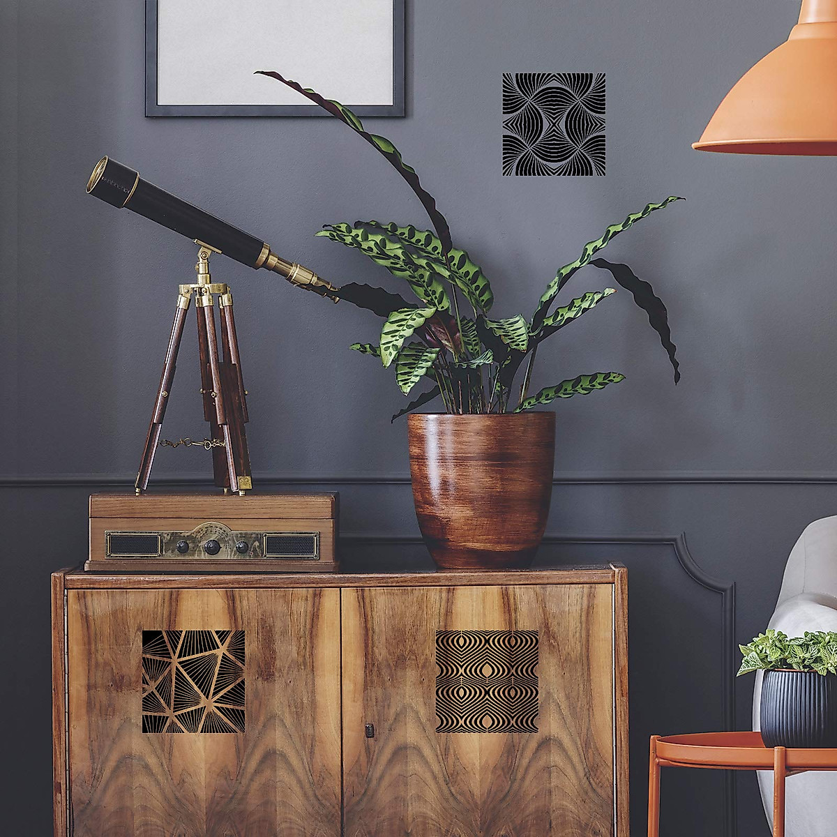 40 Pieces Geometric Stencils Painting Templates for Scrapbooking Cookie Tile Furniture Wall Floor Decor Craft Drawing Tracing DIY Art Supplies, 5.1 x 5.1inch