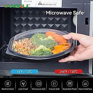 YANGRUI To Go Containers, Shrink Wrap 30 Pack 18oz Leak Proof Reusable Machine Washable Meal Prep Container BPA Free Microwave Freezer Safe Take Out Containers
