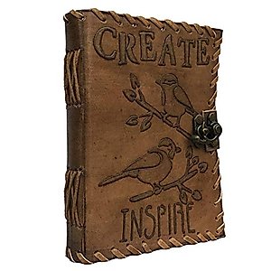 Old Vintage Leather Journal, Leather Journal for Men, Leather Journal for Women, Leather Sketchbook, Leather Notebook, Leather Blank Book (5 x 7 Bird Emboss Journal)