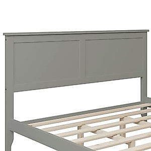 anwickjeff Full Size Bed Frame with Headboard and Footboard, Modern Concise Style White Solid Wood Platform Bed for Kids Teens Adults, No Need Box Spring (Full, Gray)