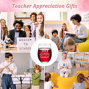 Modwnfy Teacher Appreciation Gifts, Tiny Human Tamer Stemless Wine Glass Gifts for Preschool Daycare Kindergarten Elementary School, Thank You Gifts Birthday Christmas Gifts for Daycare Teacher 17Oz