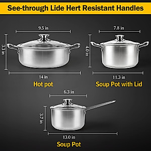 Stainless Steel Cookware Set, 6-Piece pots and pans set, Works with Induction, Electric and Gas Cooktops, Oven Safe, Stay-Cool Handle