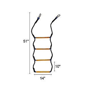 MVBouresu Boat Rope Ladder, Heavy Duty Climbing Rope 400Lbs Strength, 14mm Reinforced Polyester Line, Rigid Resin Step Design, Outdoor Ladder for Inflatable Boat, Kayak, Motorboat, Canoeing (4 Step)