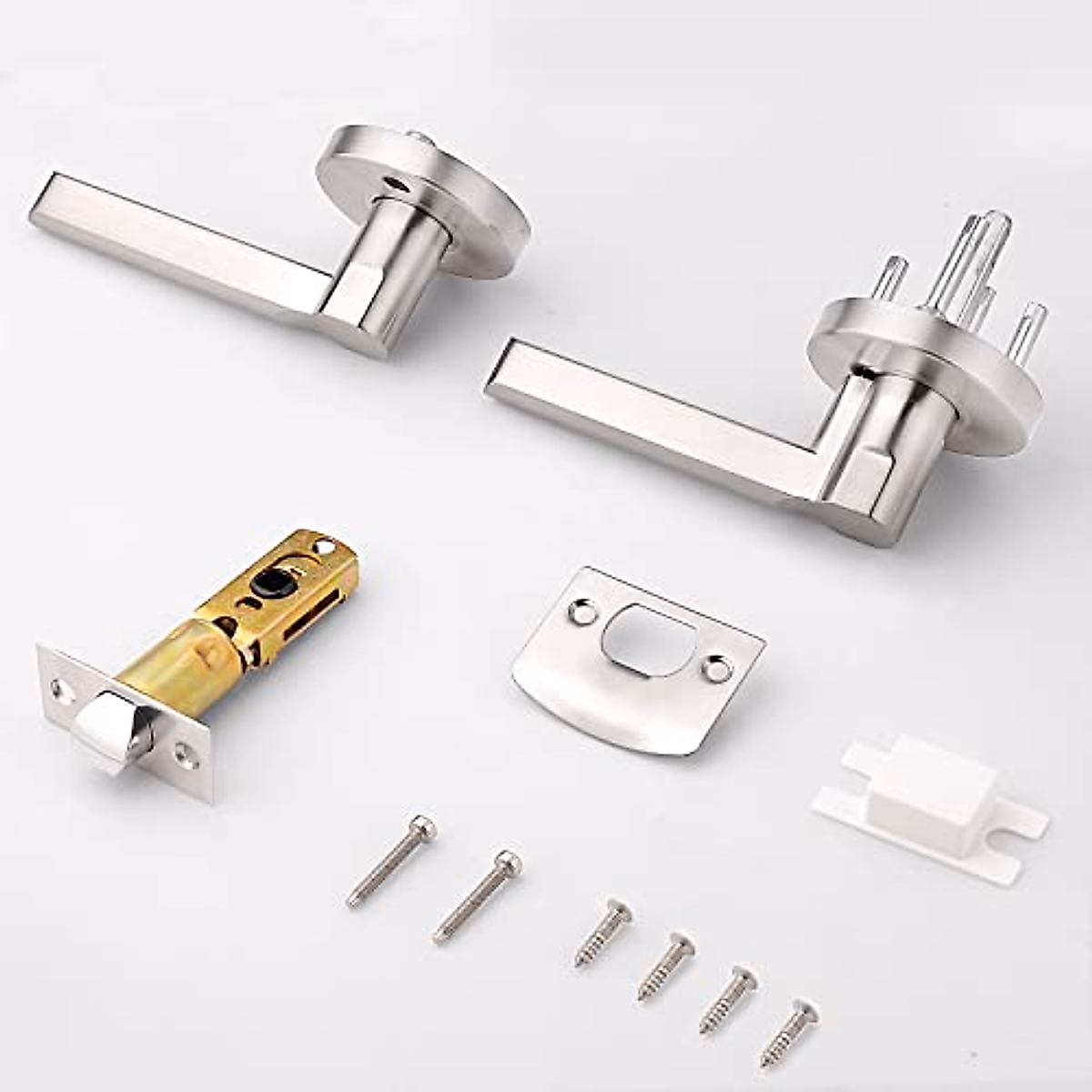Probrico Keyless Door Lever Handles Passage Interior Locksets Brushed Nickel Finished Hardware 6 Pack