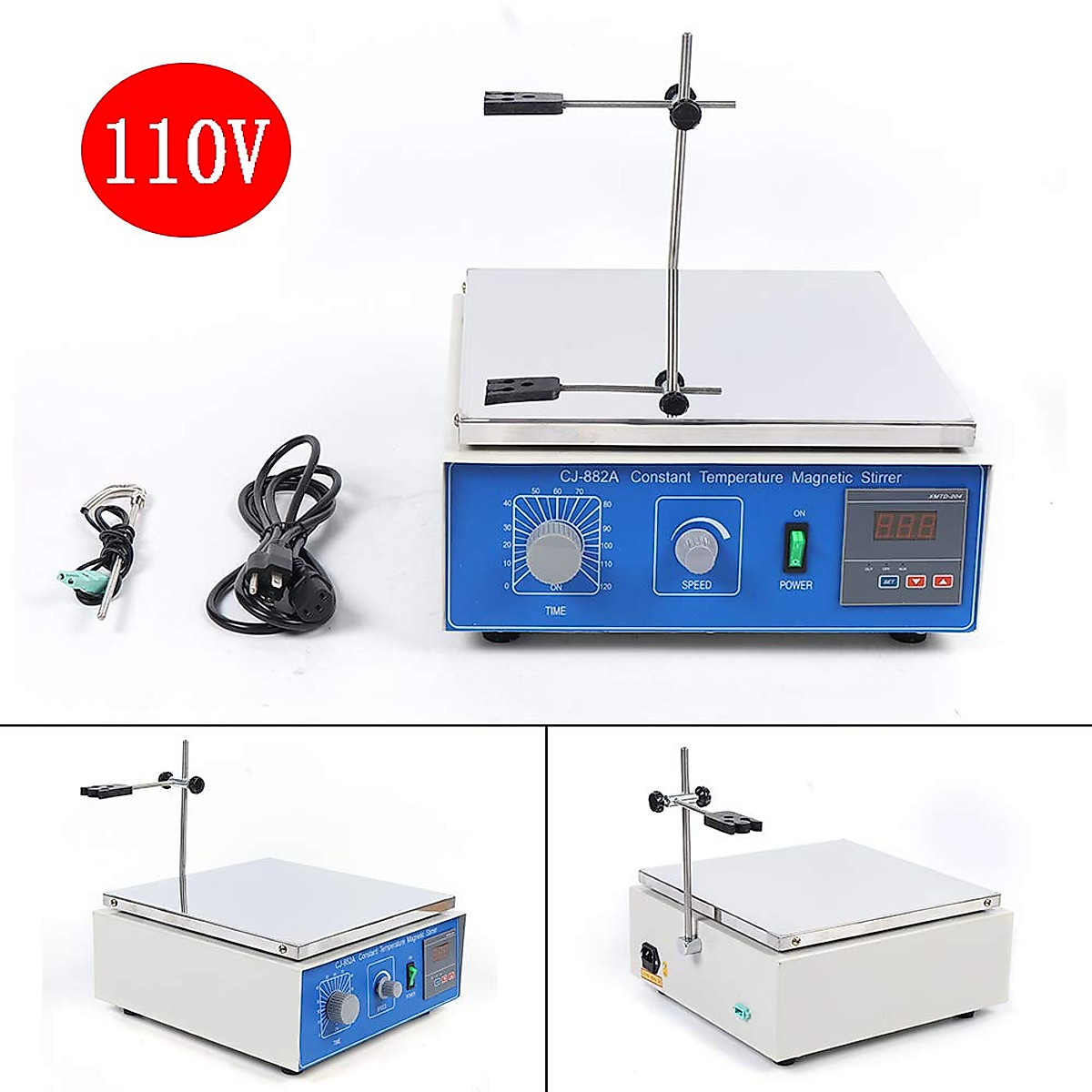 HinLIaDa Magnetic Stirrer, 10L 300W Hot Plate Stirrer, Thermostatic Magnetic Stirrer, Digital Heating Lab Mixer Hot Plate, 1250 RPM Magnetic Stir Plate with Temperature Control & Timing Adjusting