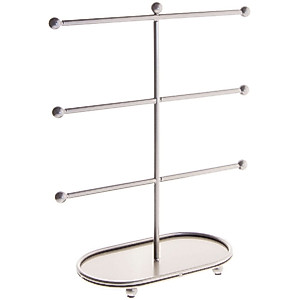 Angelynn's Freestanding Bracelet Holder Organizer Rack Display Stand, Jewelry Tree for Bangles and Hoop Earrings, Amy Satin Nickel Silver