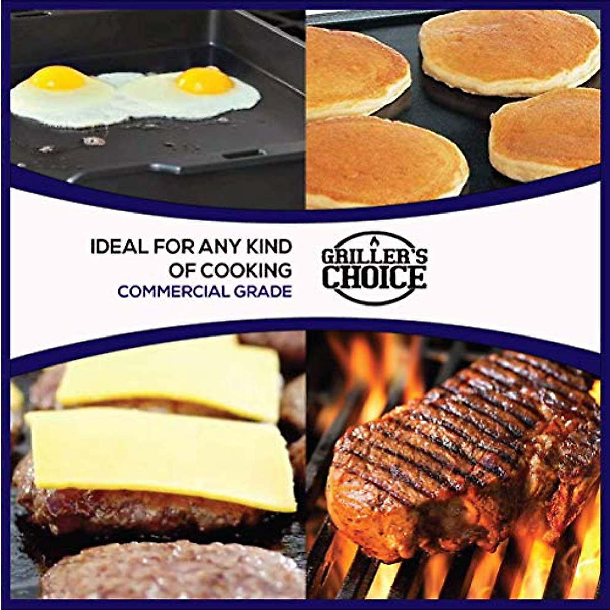 Grillers Choice - Griddle Accessories - 4 pc -Commercial Stainless Steel Metal Spatula Set - Flat Metal Spatula, Griddle Scrapper, Hamburger Pancake Turner - Professional Grade