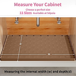 Sdpeia Under Sink Mat for [34" x 22"] Cabinet, Upgraded Silicone Waterproof Mat Kitchen Cabinet Liner Cabinet Protector Kitchen Organizers and Storage
