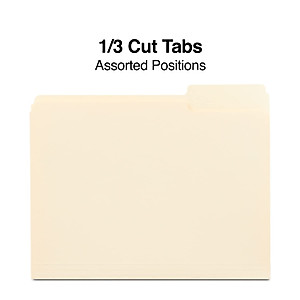 Staples 116657 Manila File Folders Letter 3 Tab Assorted Position 100/Box
