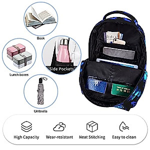 HURJIAA Butterfly Backpack Casual Canvas Backpacks Blue Butterfly Bookbag Laptop Daypack For Toddler Teen Boys Girls Women Men Gifts